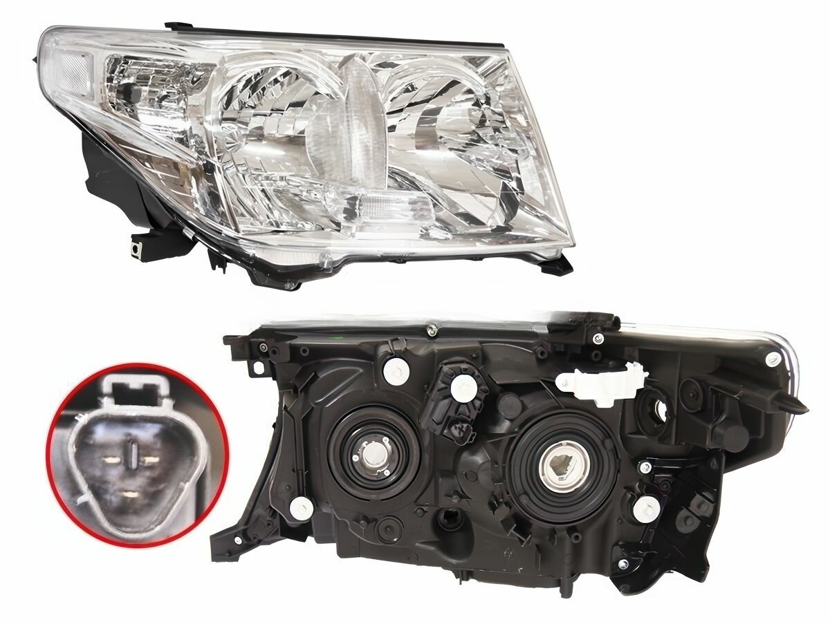 Фара правая, галоген, с электрокорректором (Евросвет) для Тойота Ленд Крузер арт ST21211M1RLDE SAT