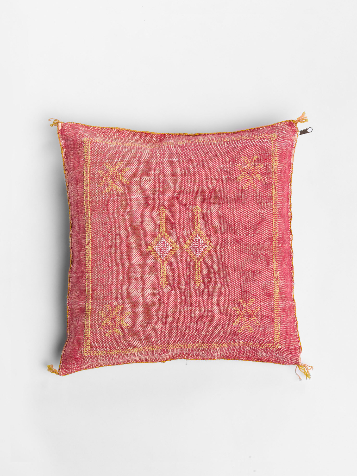 Марокканская подушка Nomad Chic, красная с этническим орнаментом, ручная работа, 45х45 см