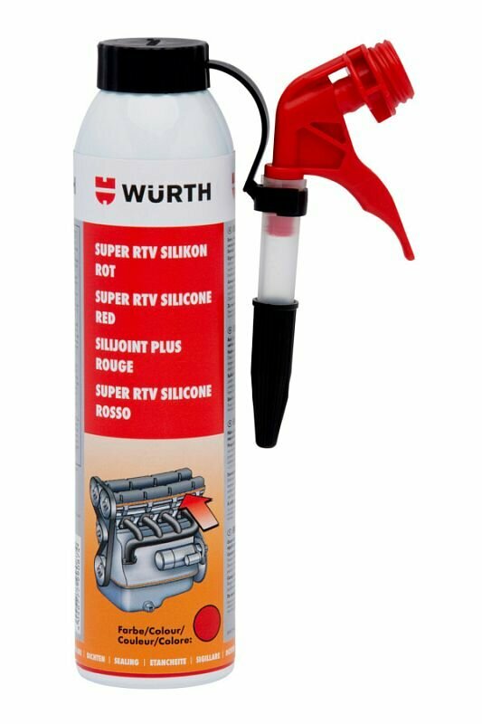 Клей-Герметик высокотемп. SUPER RTV силикон красный с автоподачей 200 мл, Wurth