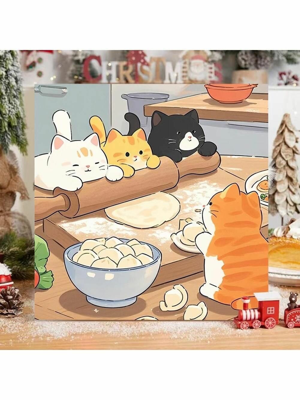 Картина по номерам на холсте с подрамником 20х20, Рождественские подарки для друзей