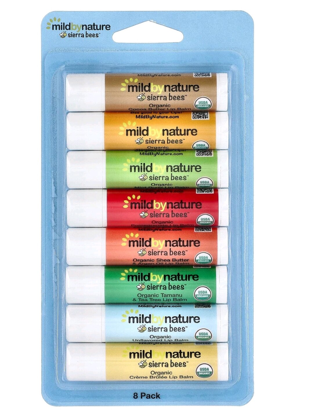Sierra Bees Набор органических бальзамов для губ, 8шт. (Уход за губами)