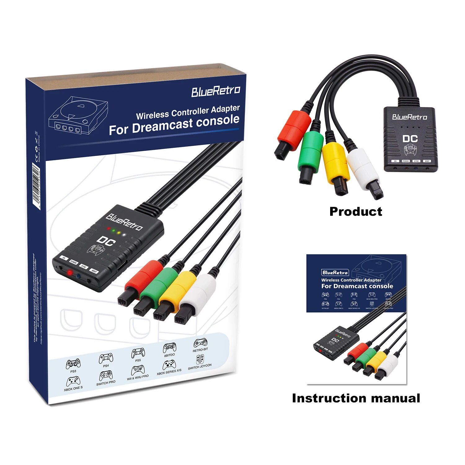 Беспроводной игровой контроллер BlueRetro с адаптером для SEGA DreamCast DC, поддержка PS4, PS5, 8bitdo, WiiU, Switch Pro, джойстик