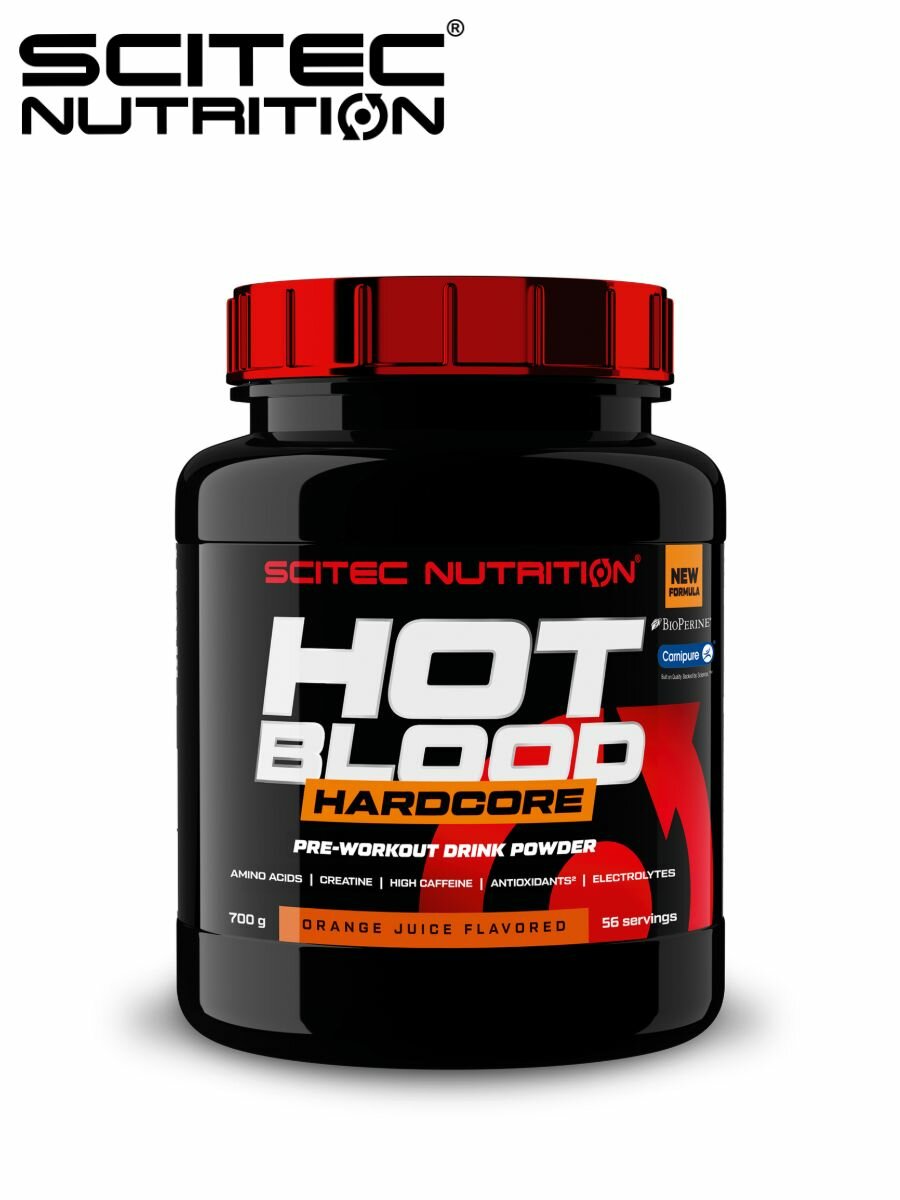 Предтренировочный комплекс Scitec Nutrition Hot Blood Hardcore 700 гр Апельсиновый сок