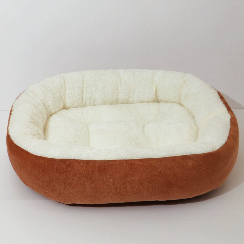 Кофейный цветовая пет-котячья кровать для экстра-крупных животных, 90x66см, зимняя теплая мягкая подстилка, подходит