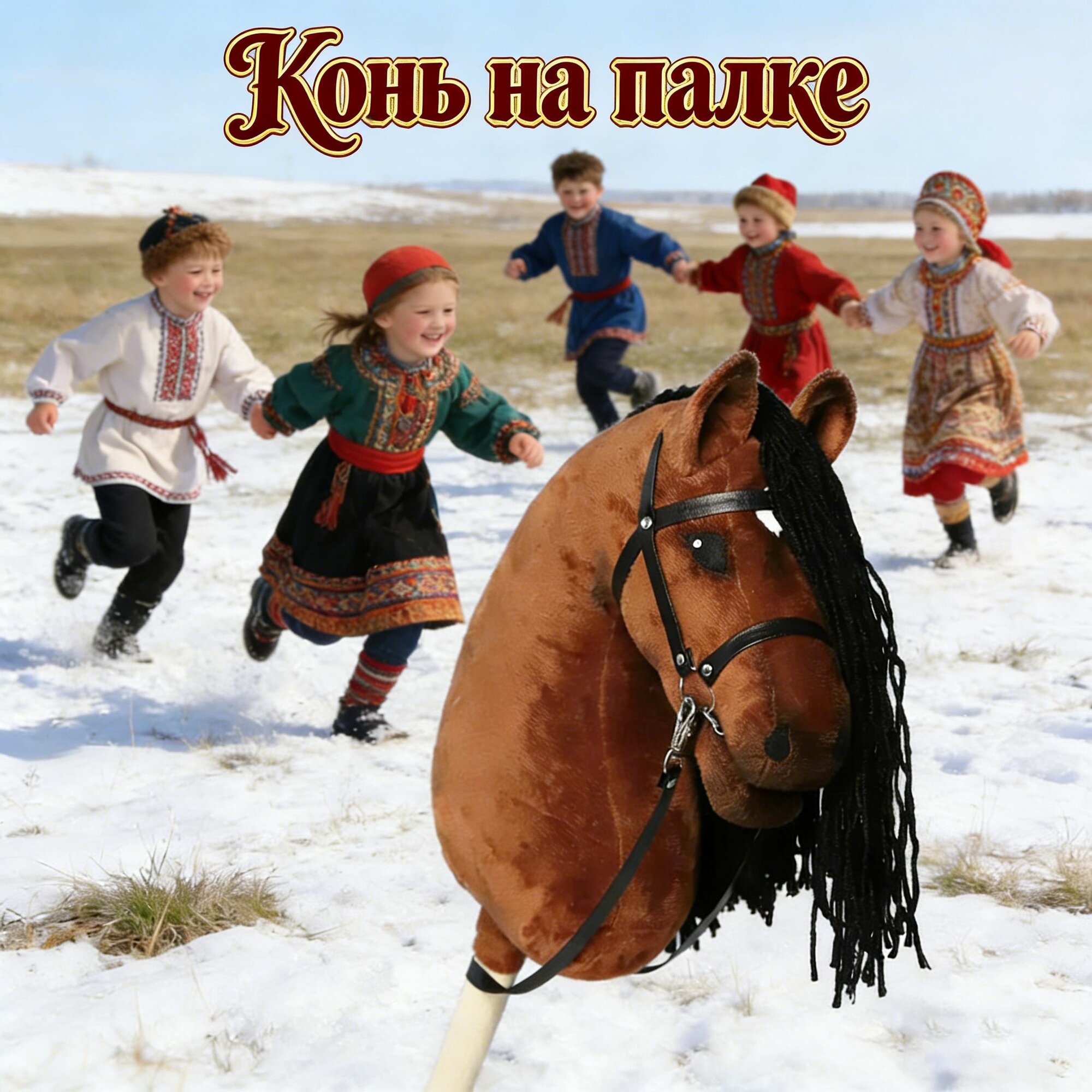 Голова лошади на палке, детская игрушка с длинной гривой, мягкая плюшевая лошадка для ролевых игр, театральных постановок и праздников