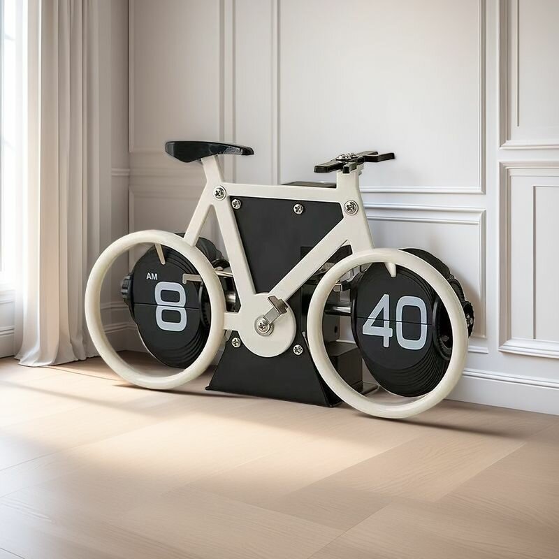 Классические перекидные часы Flip-clock Велосипед внешний вид Белый 2