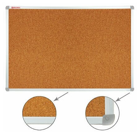 Доска пробковая 70х50 см, алюминиевая рамка, гарантия 10 ЛЕТ, BRAUBERG, 238187