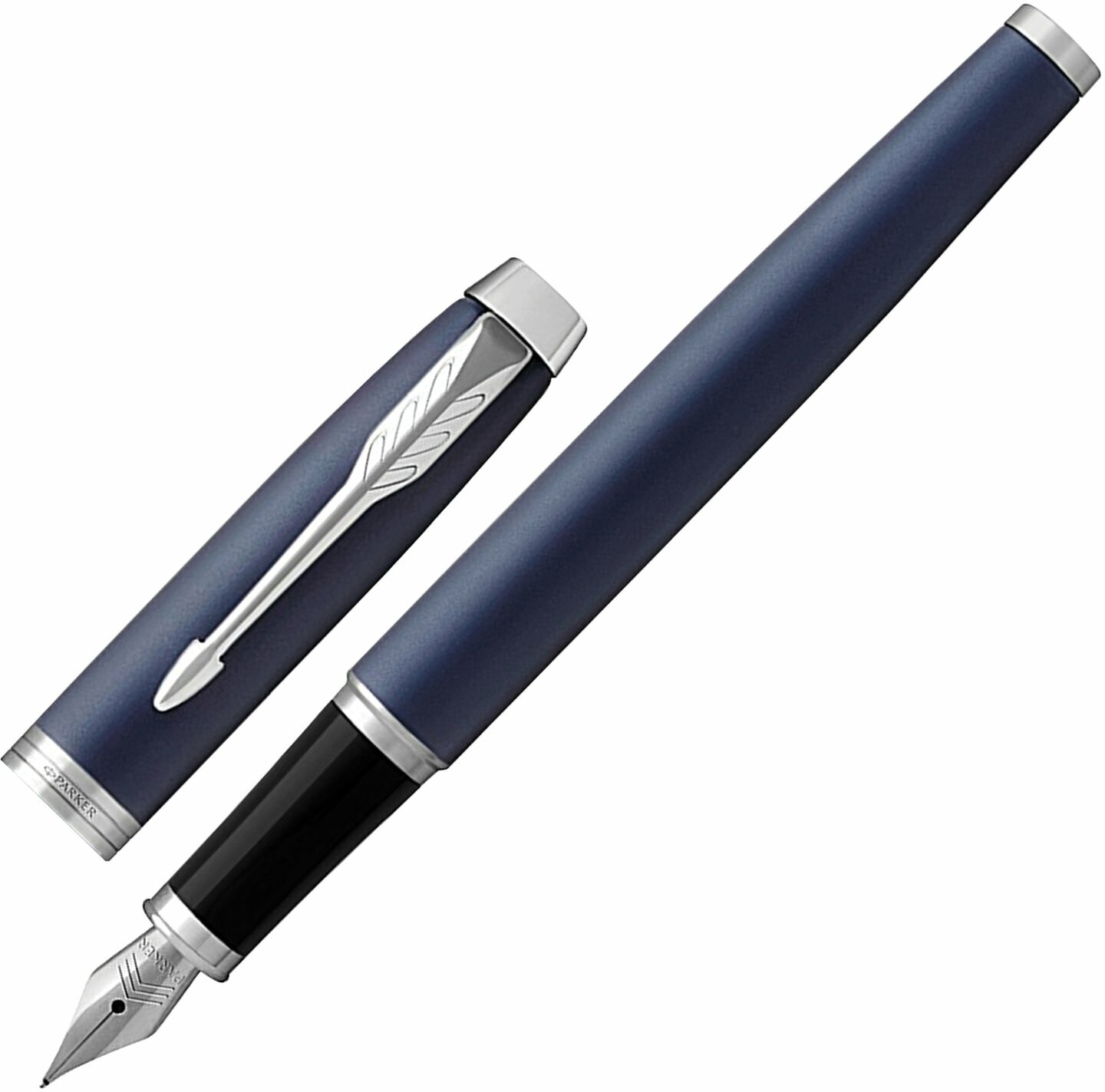 Ручка перьевая Parker "IM Core Matte Blue CT", корпус темно-синий лак, хромированные детали, синяя (1931647)