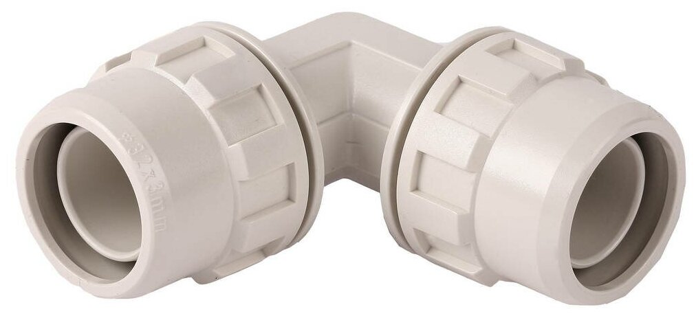 Соединитель для труб ЗУБР ШиреФит, штуцер с гайкой 90 градусов, 32 мм