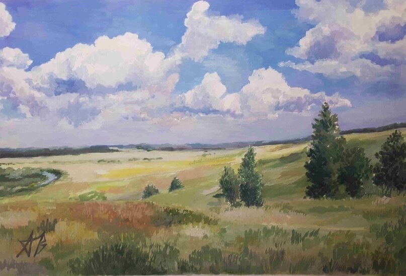 Авторская картина гуашью