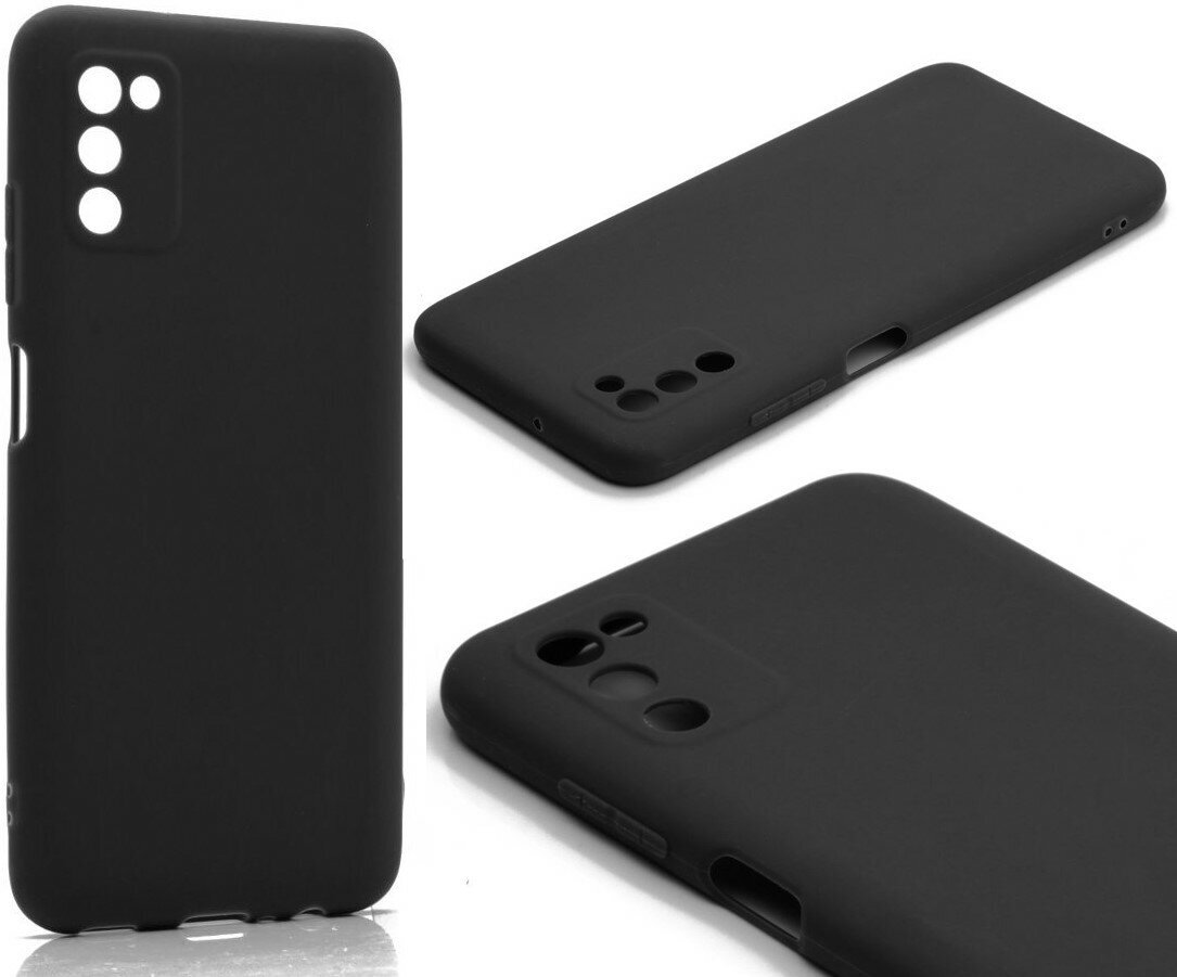 Силиконовый чехол TPU Case матовый для Samsung A03S черный