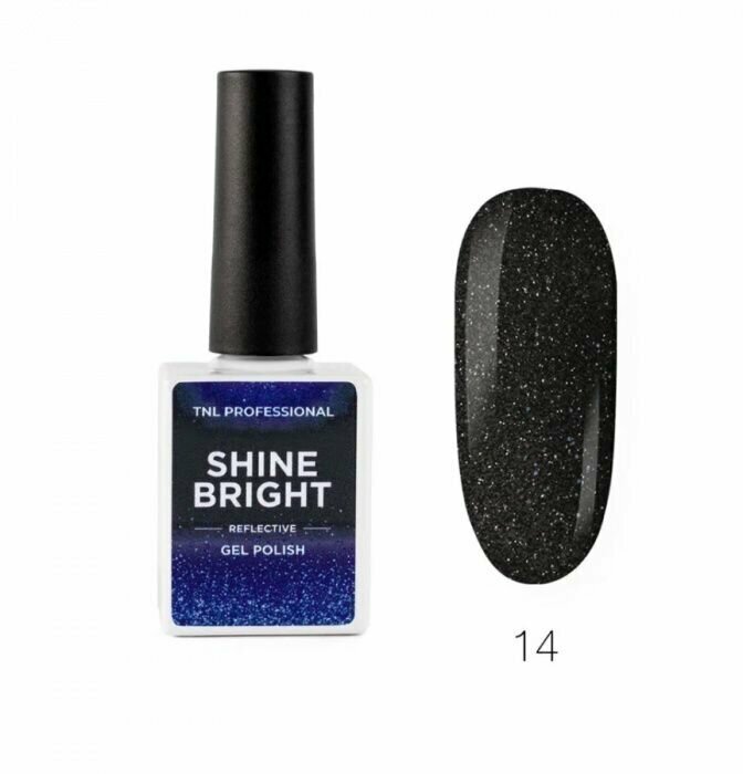 Гель-лак TNL, Shine Bright №14, Черное серебро