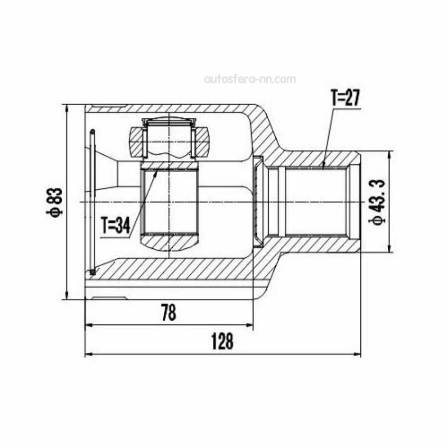 ZIKMAR Z87853R Шрус Внутренний Chevrolet Captiva C100 (07-->), - R