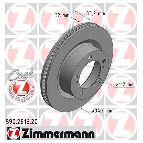 Диск тормозной Zimmermann 590281620 для Lexus LX; Toyota Land Cruiser