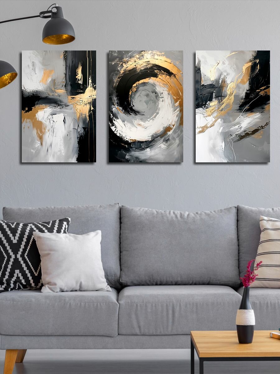 Картина на холсте LOFTime 40х60 3 шт абстракция ЗОЛ СЕР 5 КС-696-4060