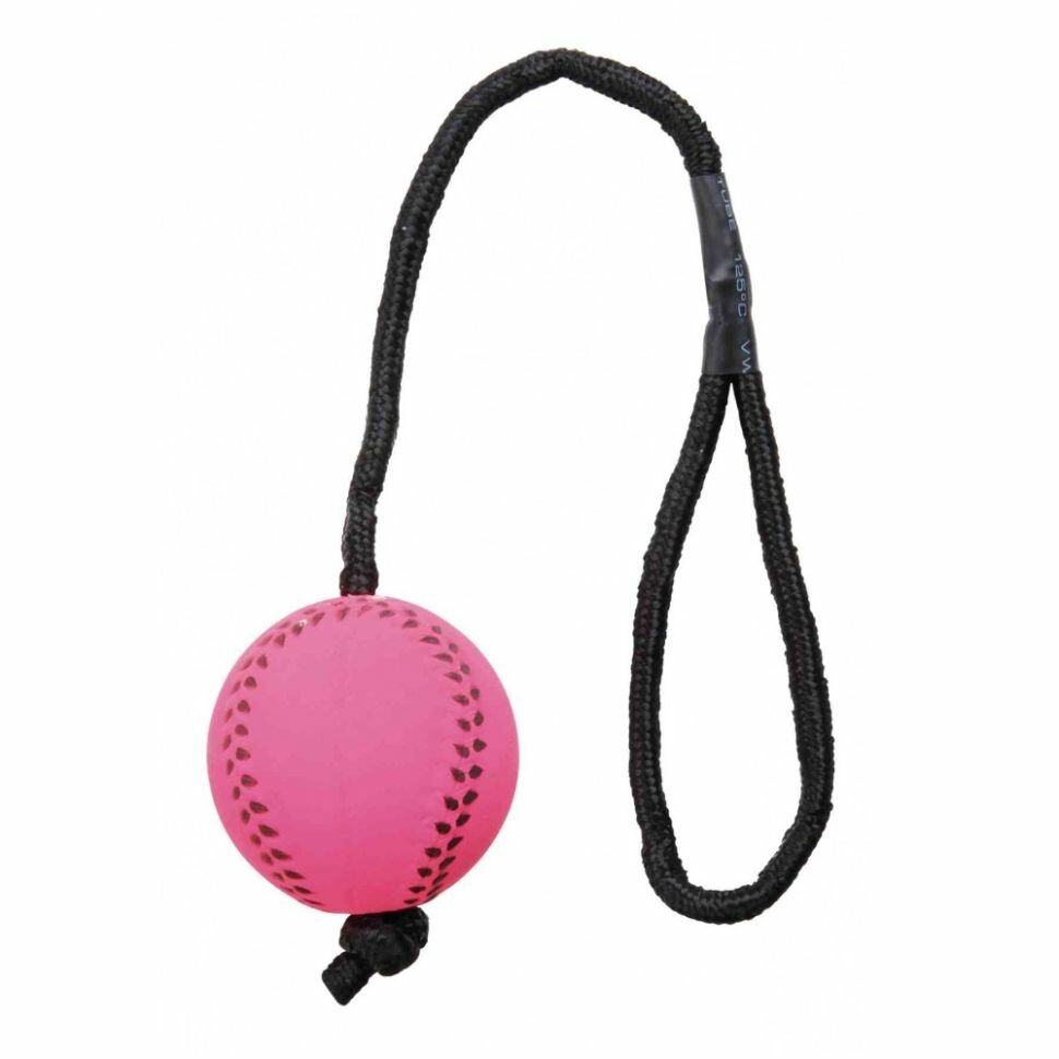 Trixie: Игрушка мяч с верёвкой плавучий ф 6 см / 30 см, неон, вспененная резина, с ручкой, арт. 3459
