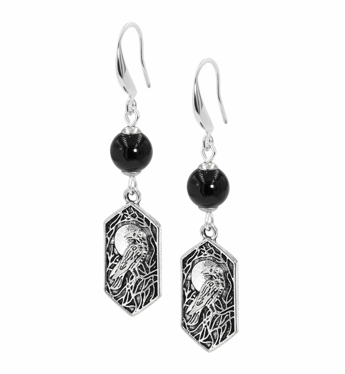 Серьги с подвесками SILVARIE, турмалин черный