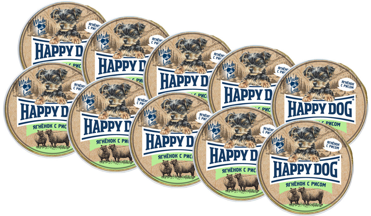 HAPPY DOG NATUR LINE для взрослых собак маленьких пород паштет с ягненком и рисом (125 гр х 10 шт)