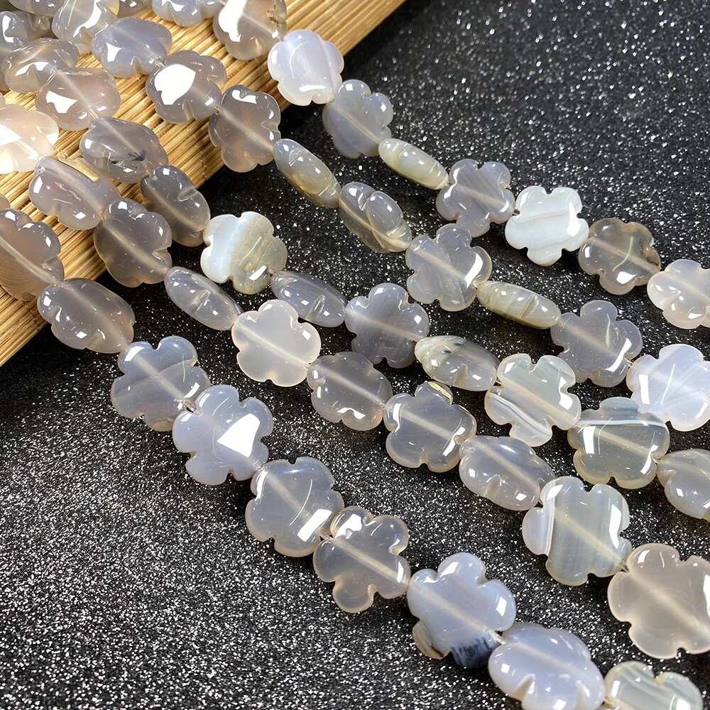 Бусины из агата цветочные 16x16 мм 25 шт grey agate