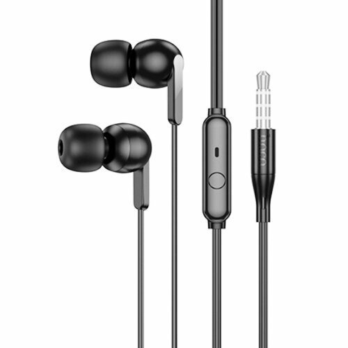 Наушники вкладыши с микрофоном Hoco M124 Bright Black мобильная гарнитура, черные