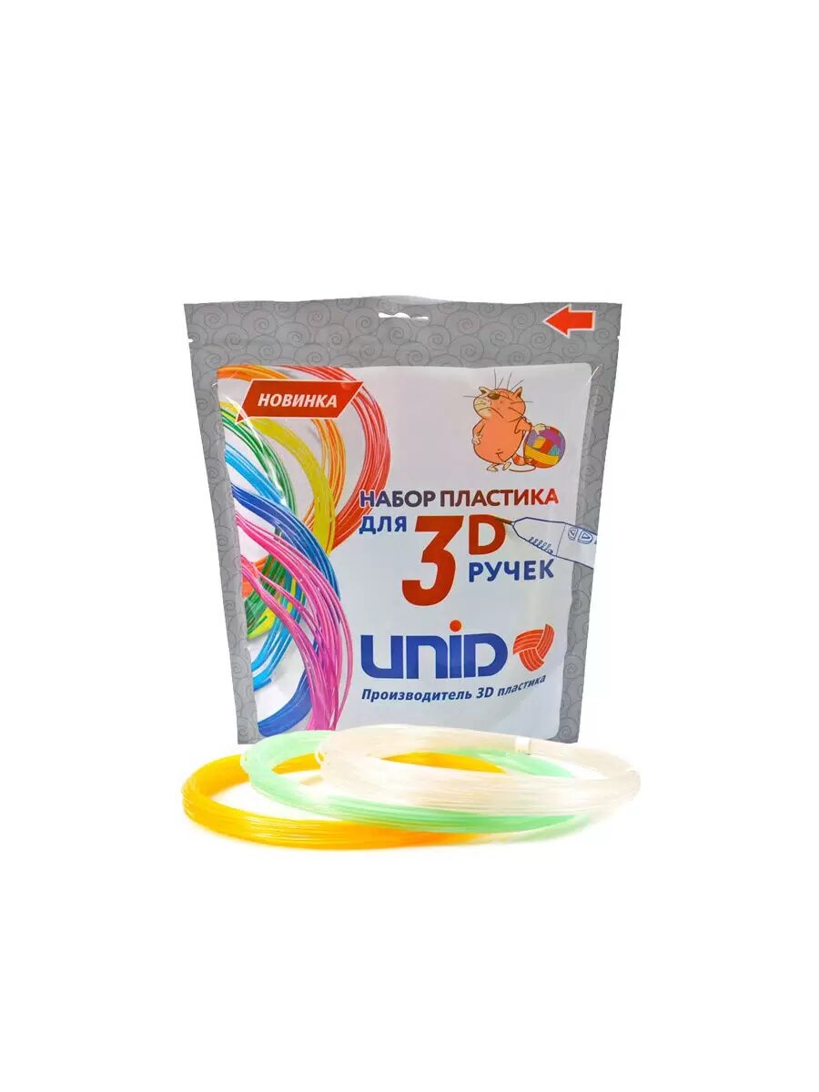 Набор пластика UNID PLA-F3, для 3D-ручек, 3 цвета, по 10 метров