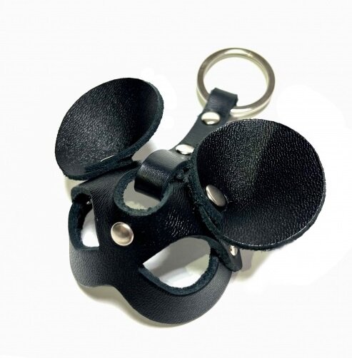 Брелок кожаный мышка БДСМ Арсенал натуральная кожа чёрный цвет