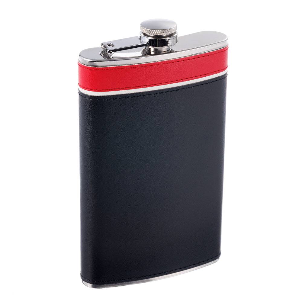 Фляга S.Quire 0,27 л, сталь+искусственная кожа, черно-красная, шт