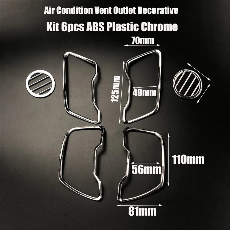 Автомобильный Стайлинг, салон автомобиля, декоративная накладка на вентиляционное ABS Chrome 6PCS