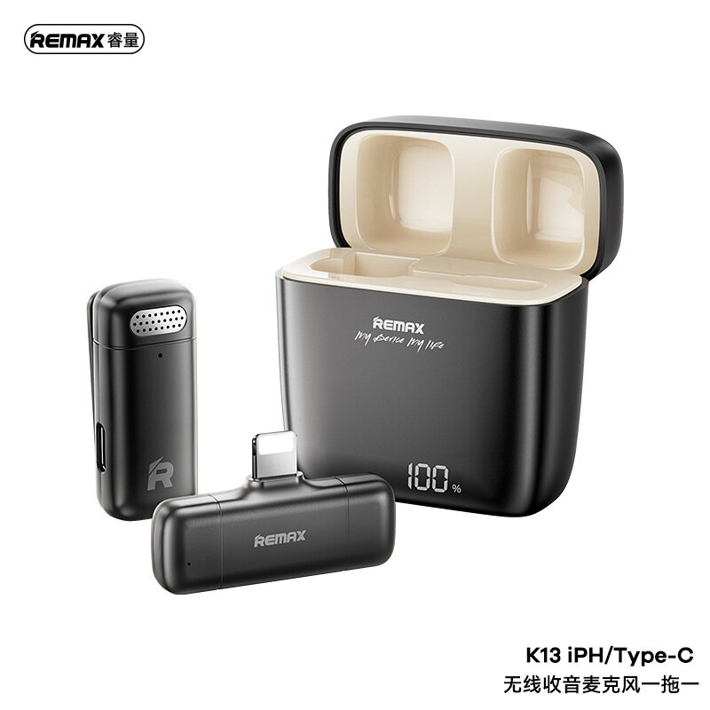 Двойной беспроводной микрофон REMAX для прямых трансляций, микрофон для записи высокого разрешения, петличный микрофон