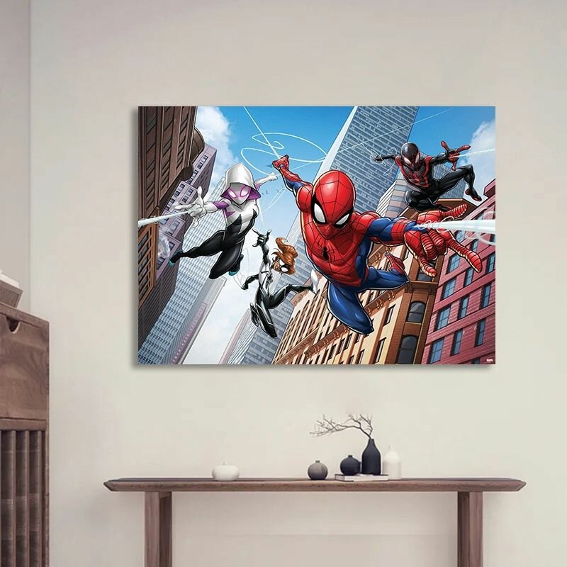 Картина ВсеКартины. Тут "Человек-Паук", поп-арт, дерево, холст, 20x30 см