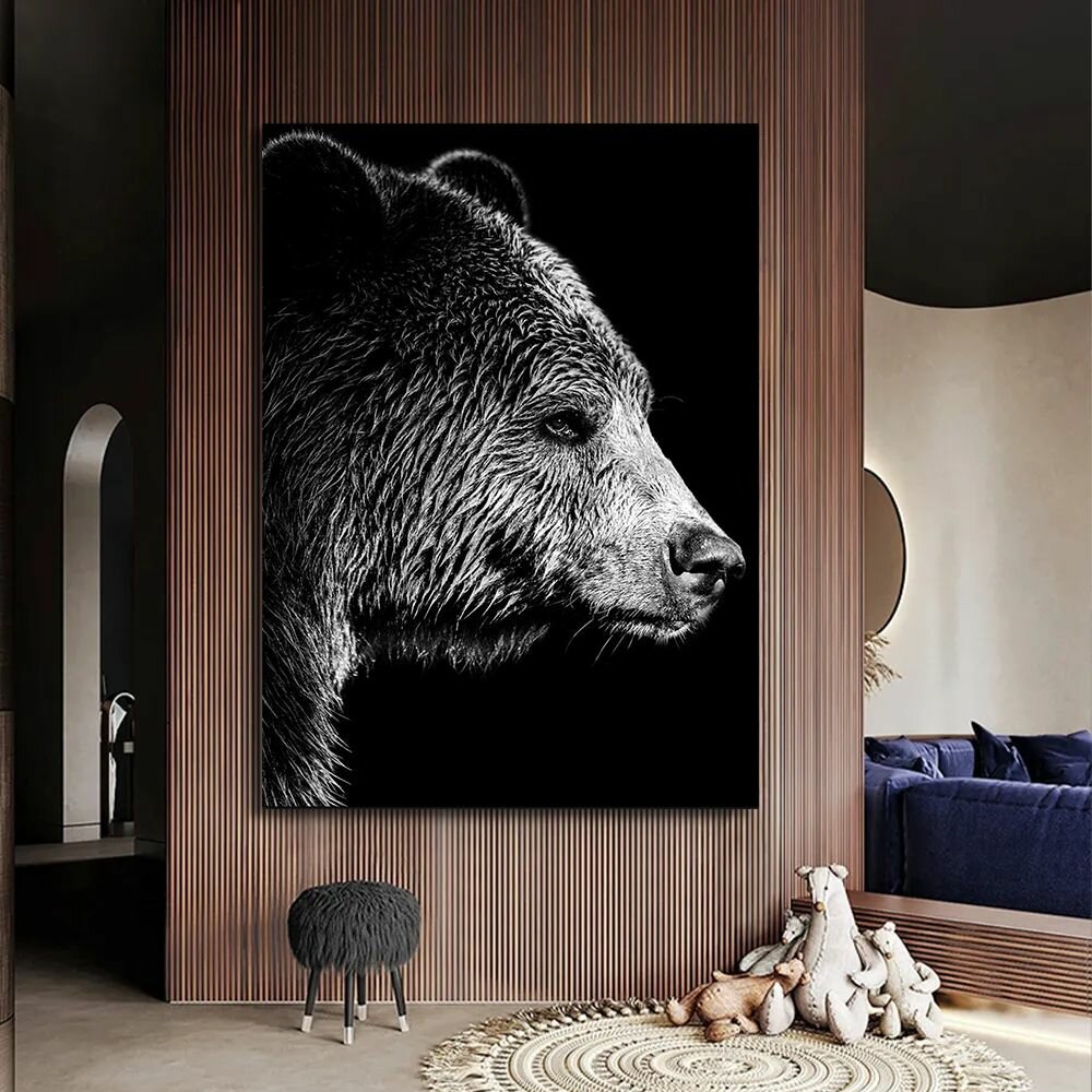 Картина "Медведь", на холсте, на деревянном подрамнике, печать, оформление, поп-арт, 50x70 см