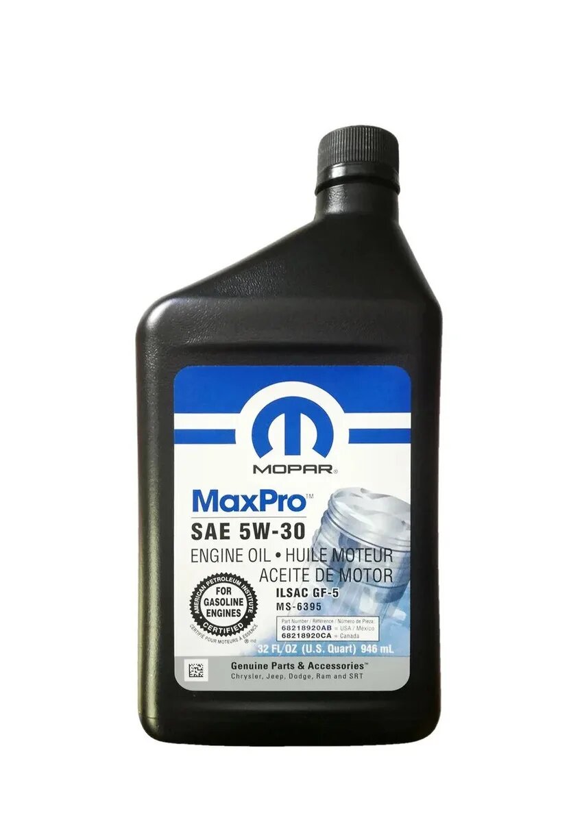 Моторное масло синтетическое Mopar MaxPro SAE 5W-30, 0.946 литра канистра