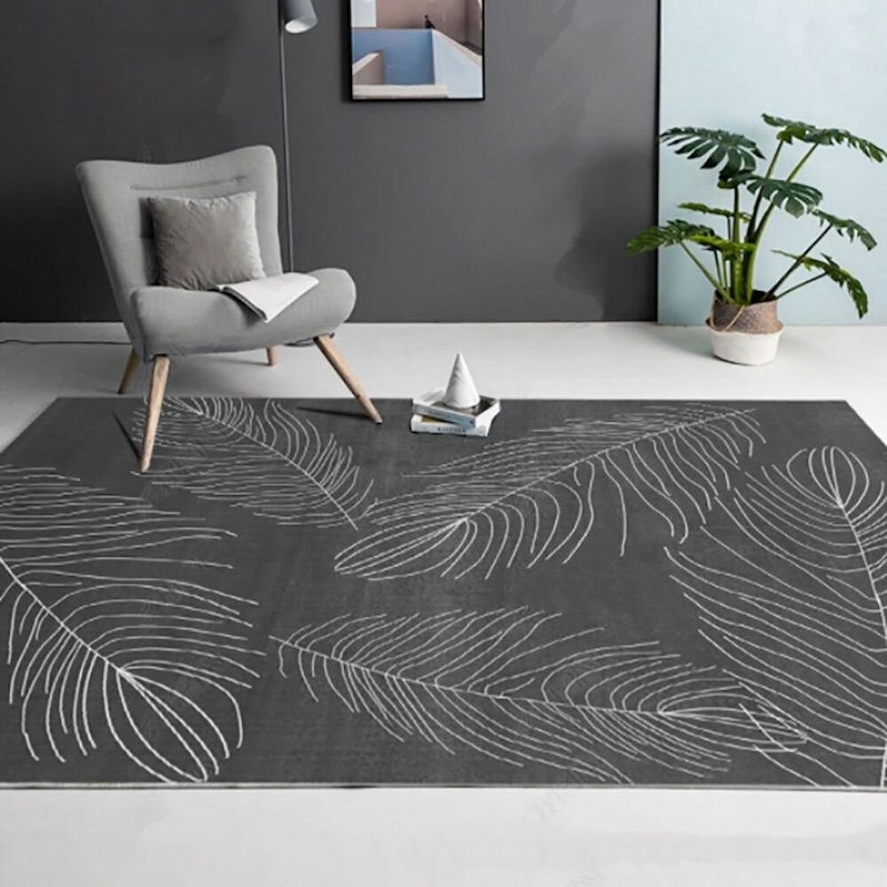 Ковер на пол для комнаты безворсовый "Перья грей" 160х230
