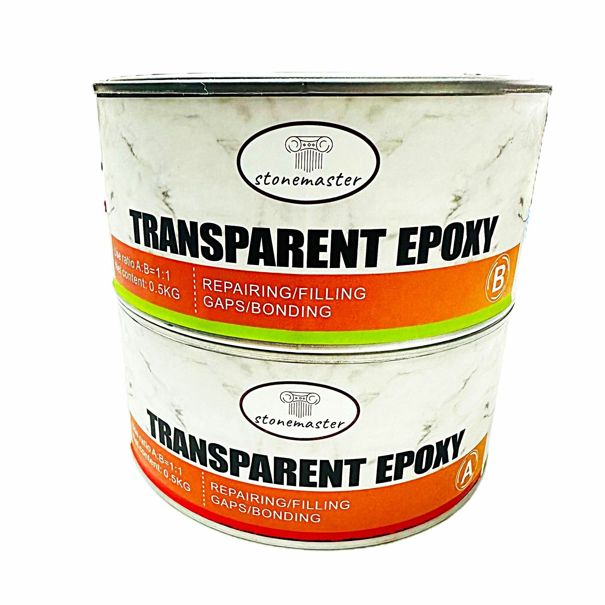 Двухкомпонентный прозрачный эпоксидный клей Stonemaster TRANSPARENT EPOXY А + В ( 0,5 кг +0,5 кг, )
