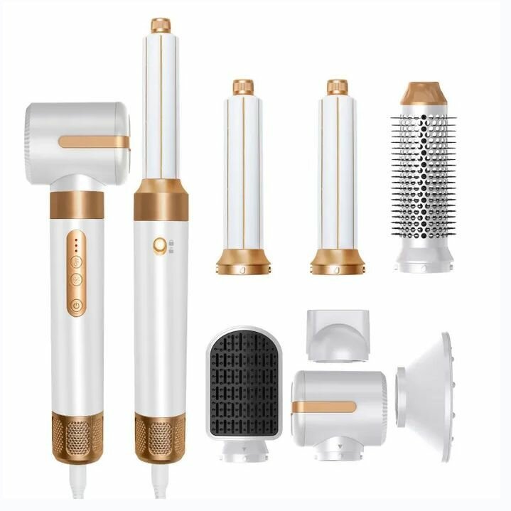 Фен для волос, Расческа выпрямитель 7в1, белый