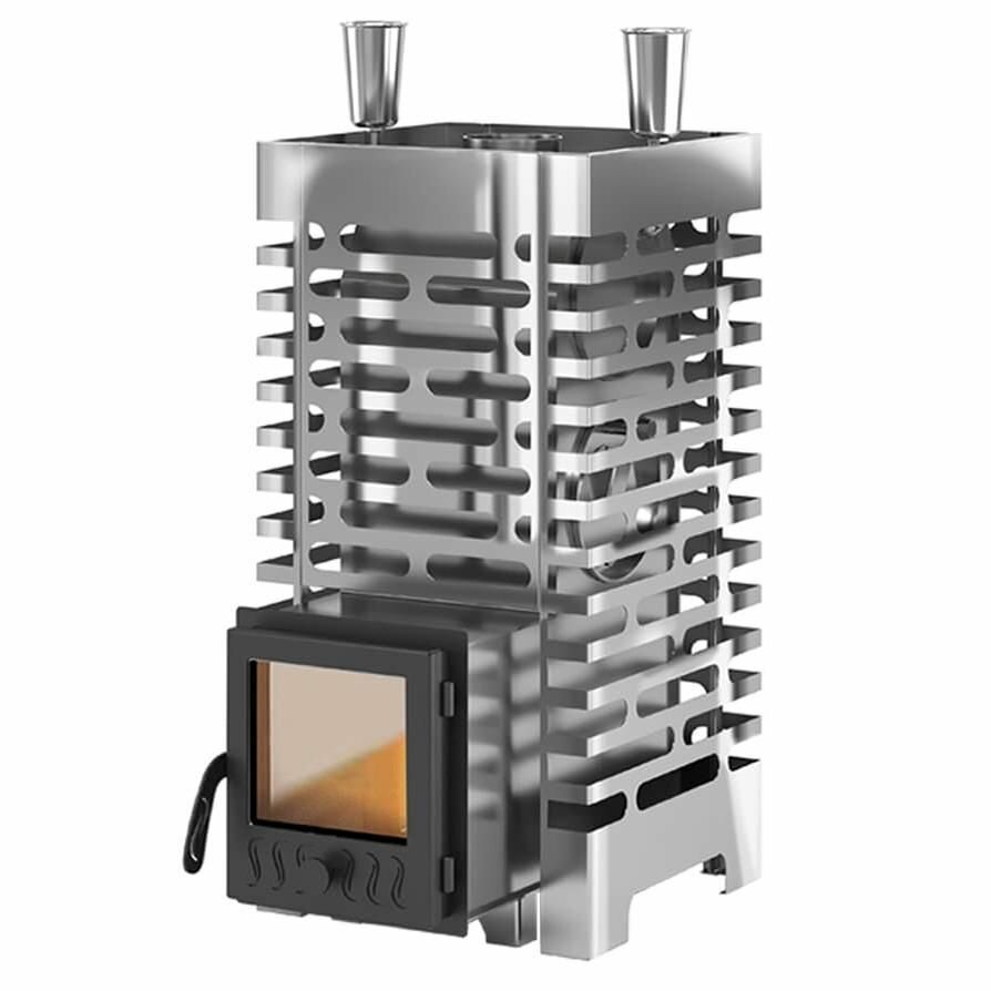 Печь для бани на дровах ASTON 20 INOX из нержавеющей стали AISI 430, дверца со стеклом