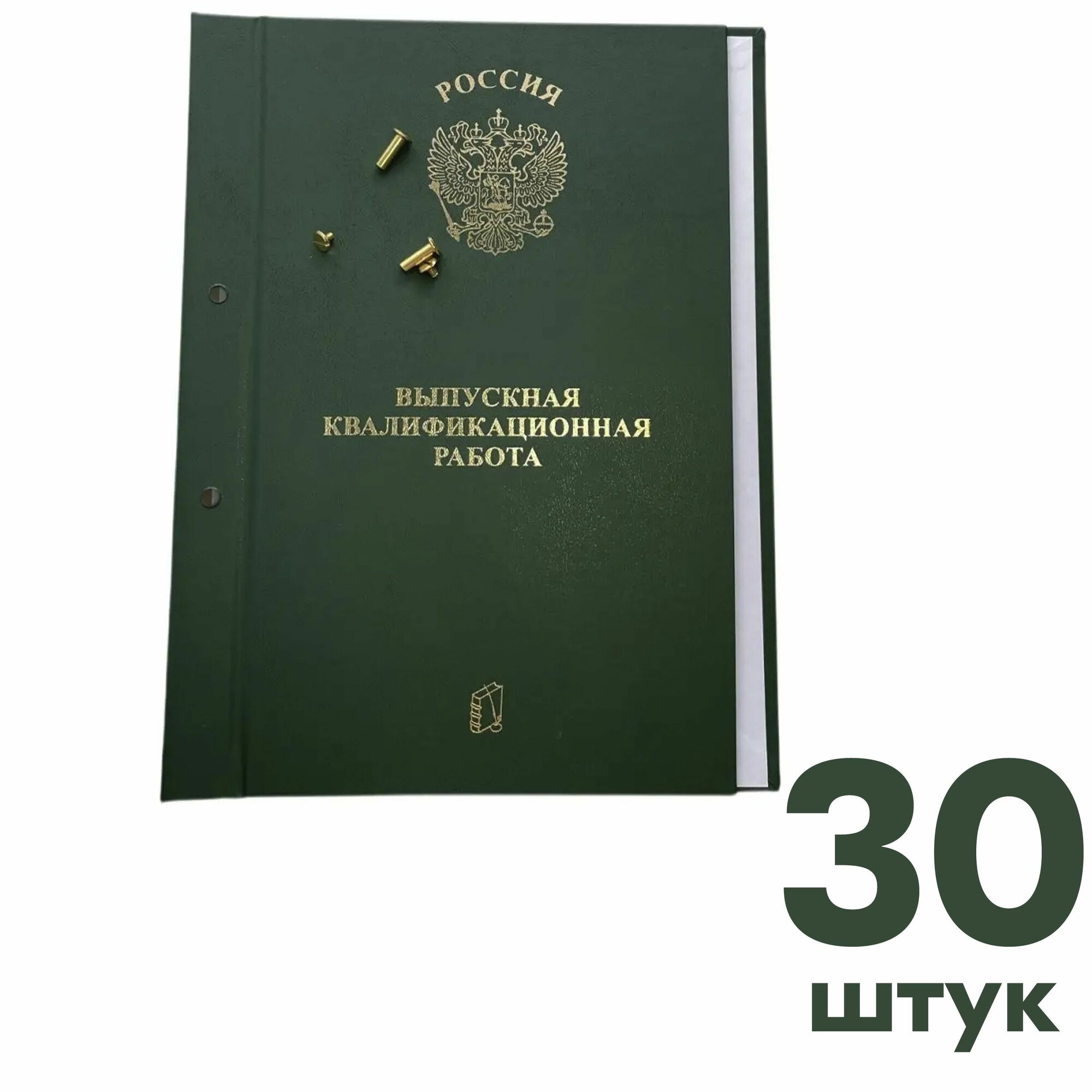 Папка на болтах Выпускная квалификационная работа 30 шт A4 зелёная