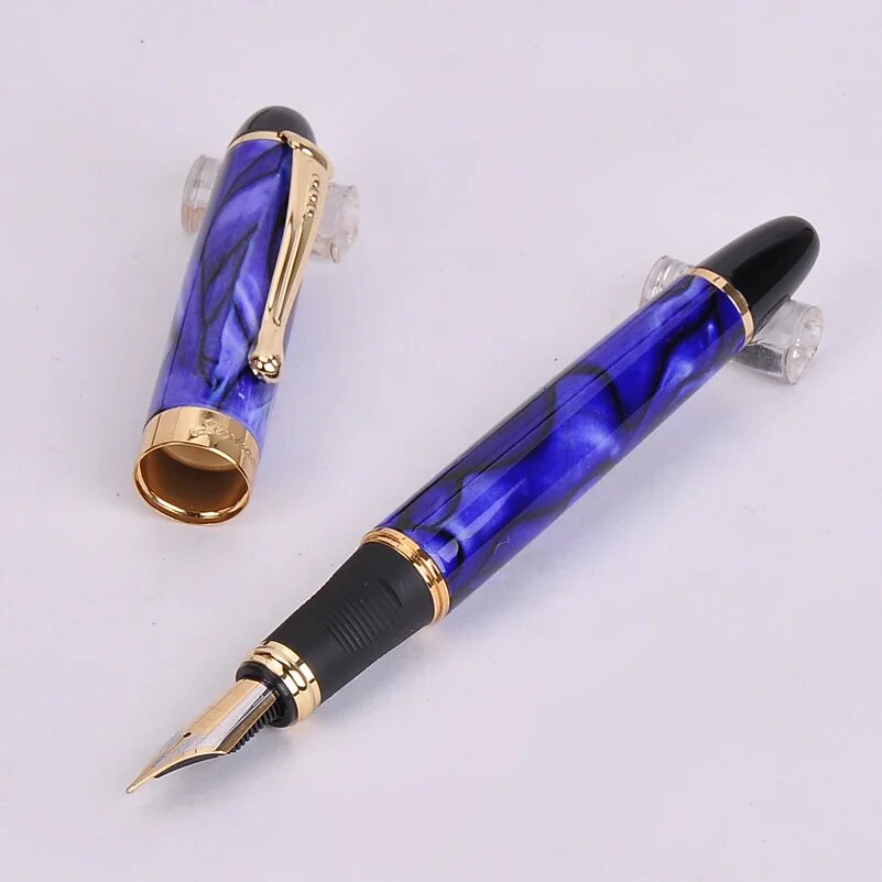 Jinhao X450 перьевая ручка Dazzle Blue Темно-синий, Blue Ice flower