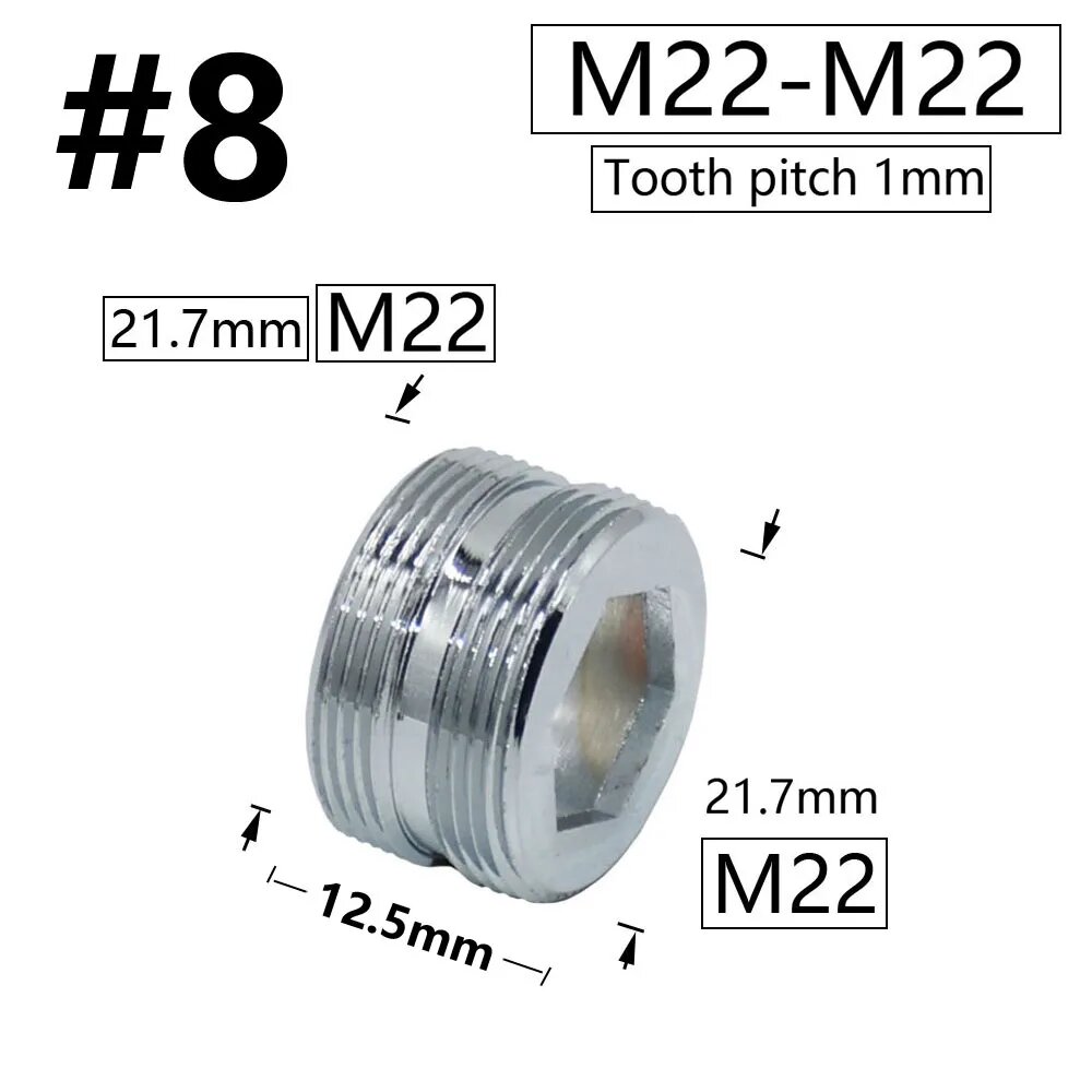 Муфта латунная M22xM22, шаг 1 мм, #8