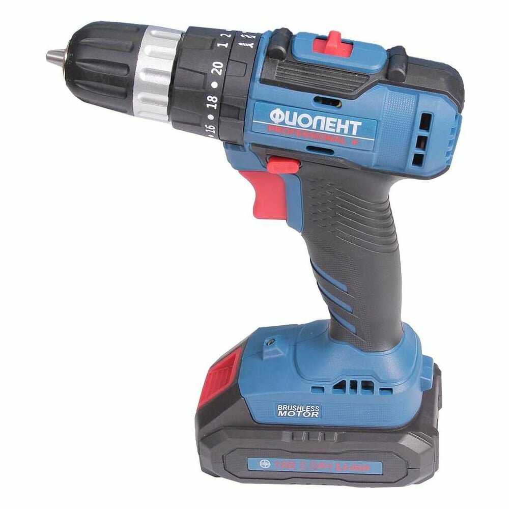Бесщеточная аккумуляторная ударная дрель шуруповёрт Фиолент дшабу2-10-рэ-18