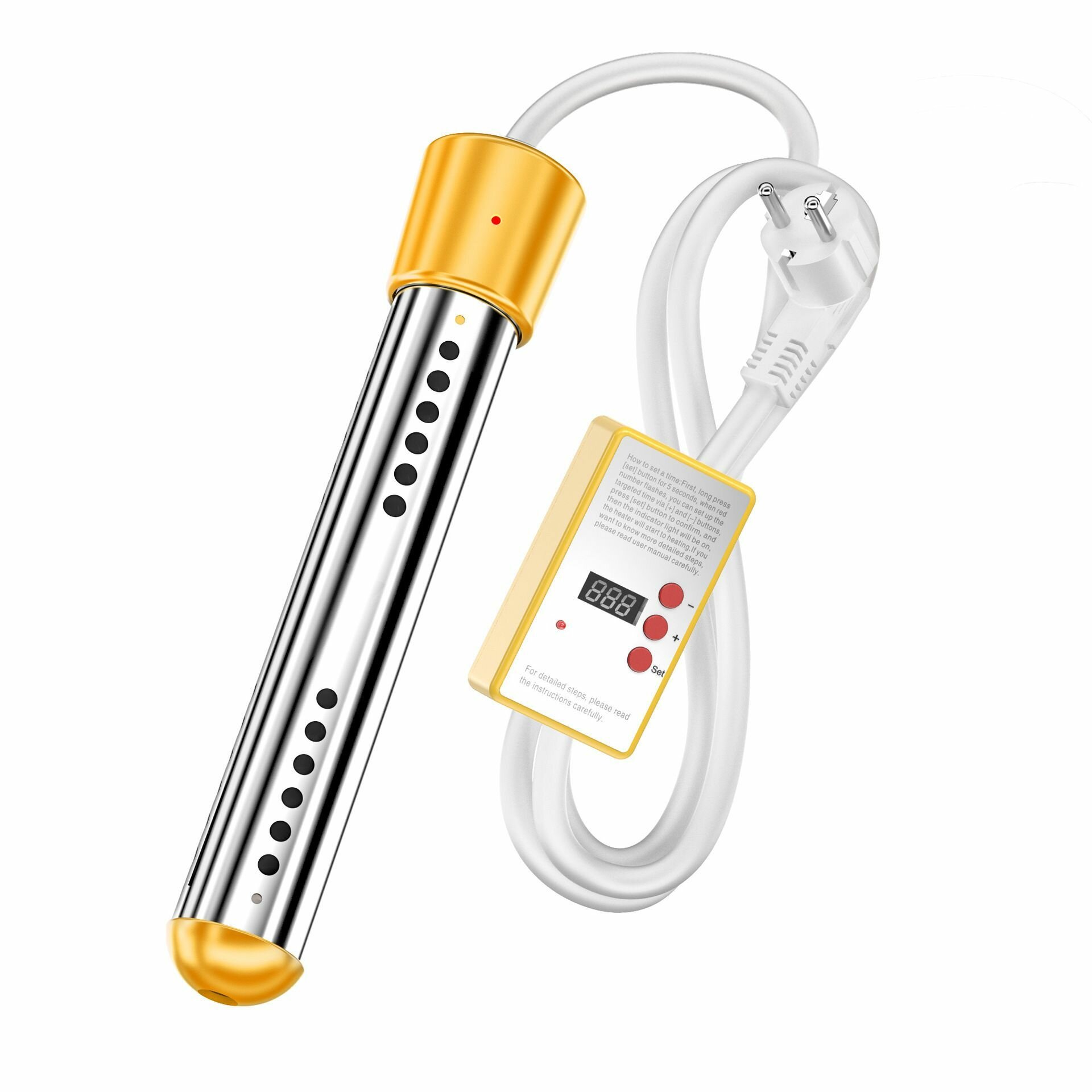 Погружной нагреватель-кипятильник воды с таймером для бассейнов, летнего душа, еврокуба / Портативный нагреватель воды с таймером времени