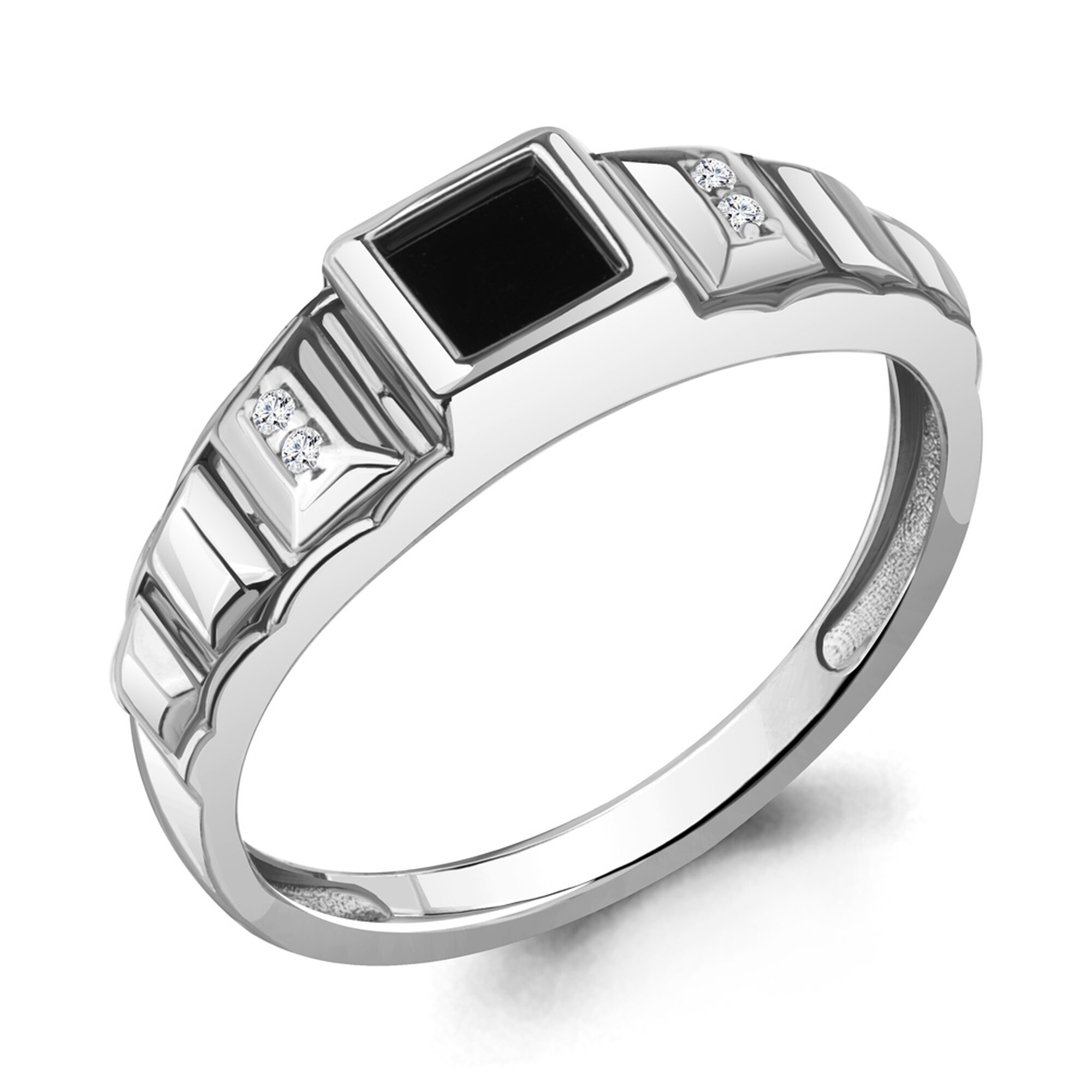 Печатка, серебро, 925 проба, родирование, фианит