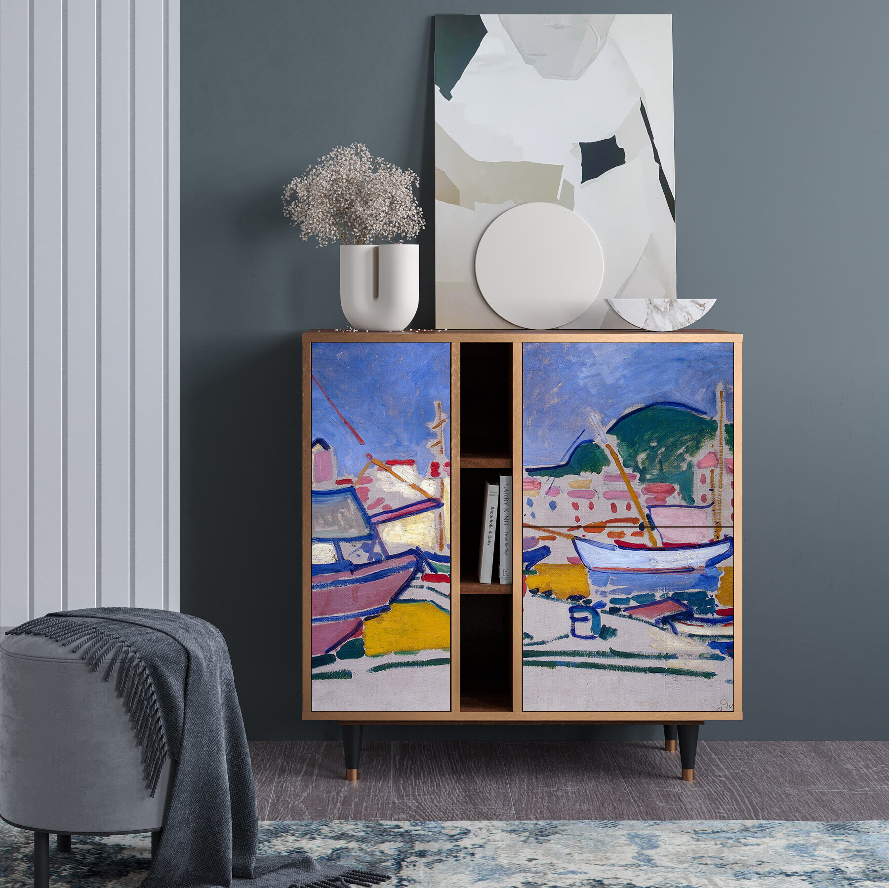 Комод - STORYZ - BS5 The Port of Collioure by Andre Derain , Размер - 94 x 96 x 41 см, Цвет корпуса - , Орех