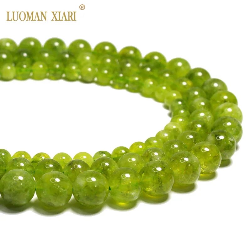 Зеленые бусины из оливина LUOMAN XIARI 6/8/10 мм 8mm about 46 pcs