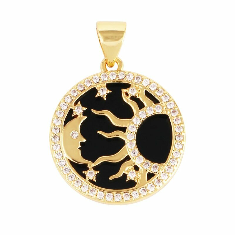Подвеска Солнце и Луна, позолота 18K, M56 Agate-6