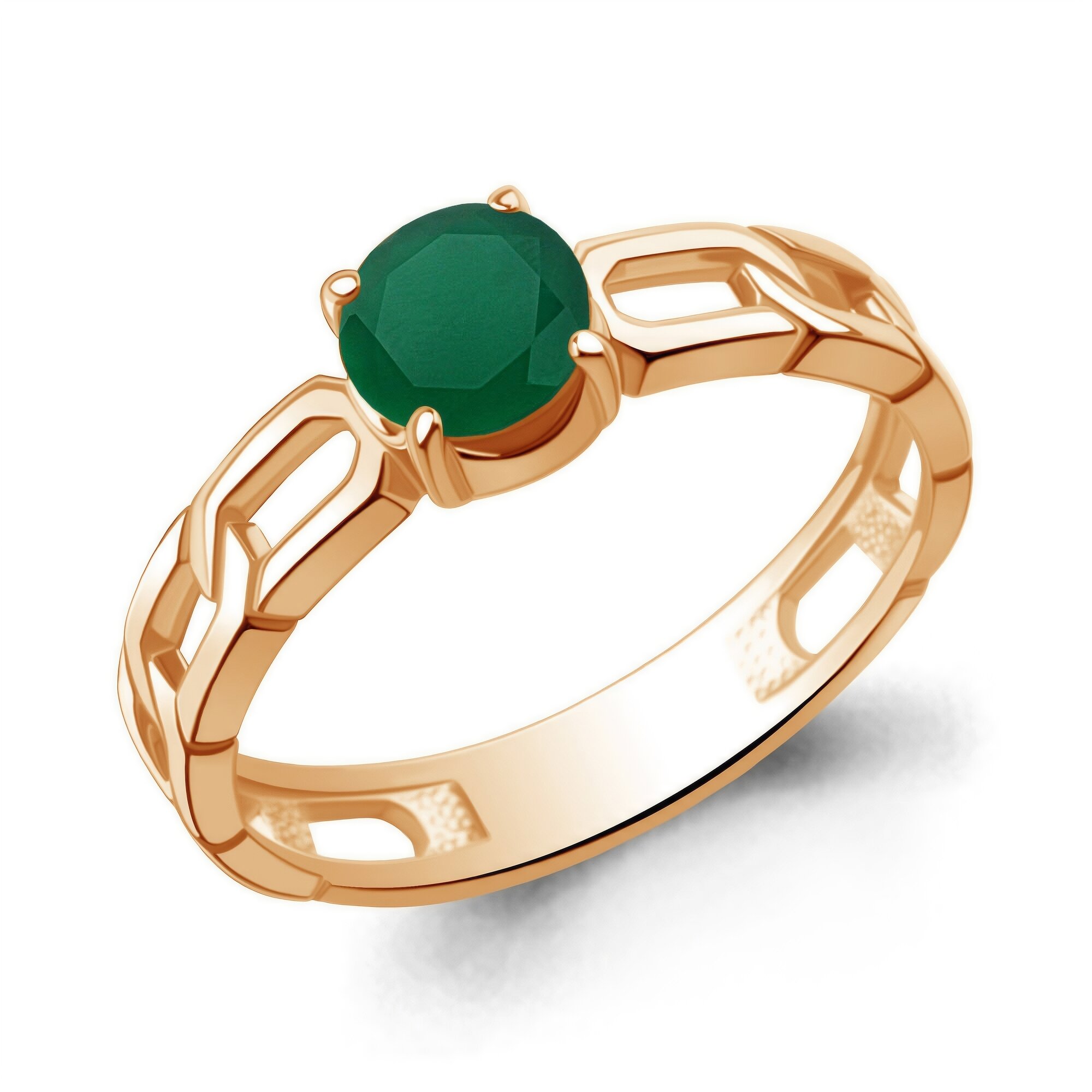 Кольцо, серебро, 925 проба, золочение, агат