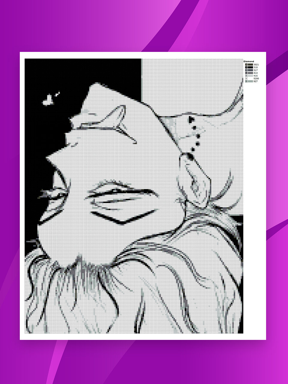 Алмазная мозаика без подрамника - вышивка HuhnterxHunter - Хисока 40 х 50 см