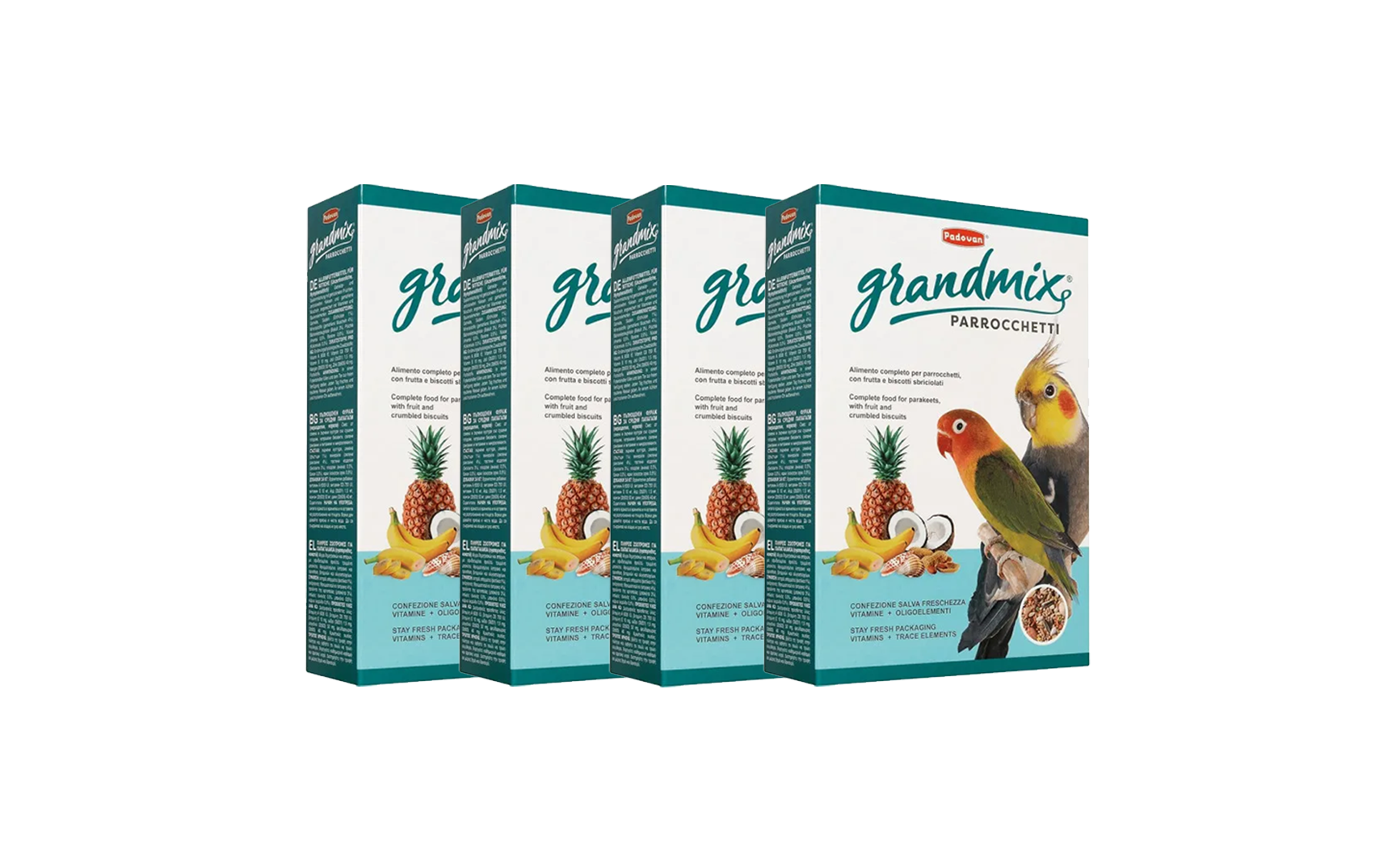Padovan Grandmix Parrocchetti корм комплексный для средних попугаев 400 г x 4 шт.