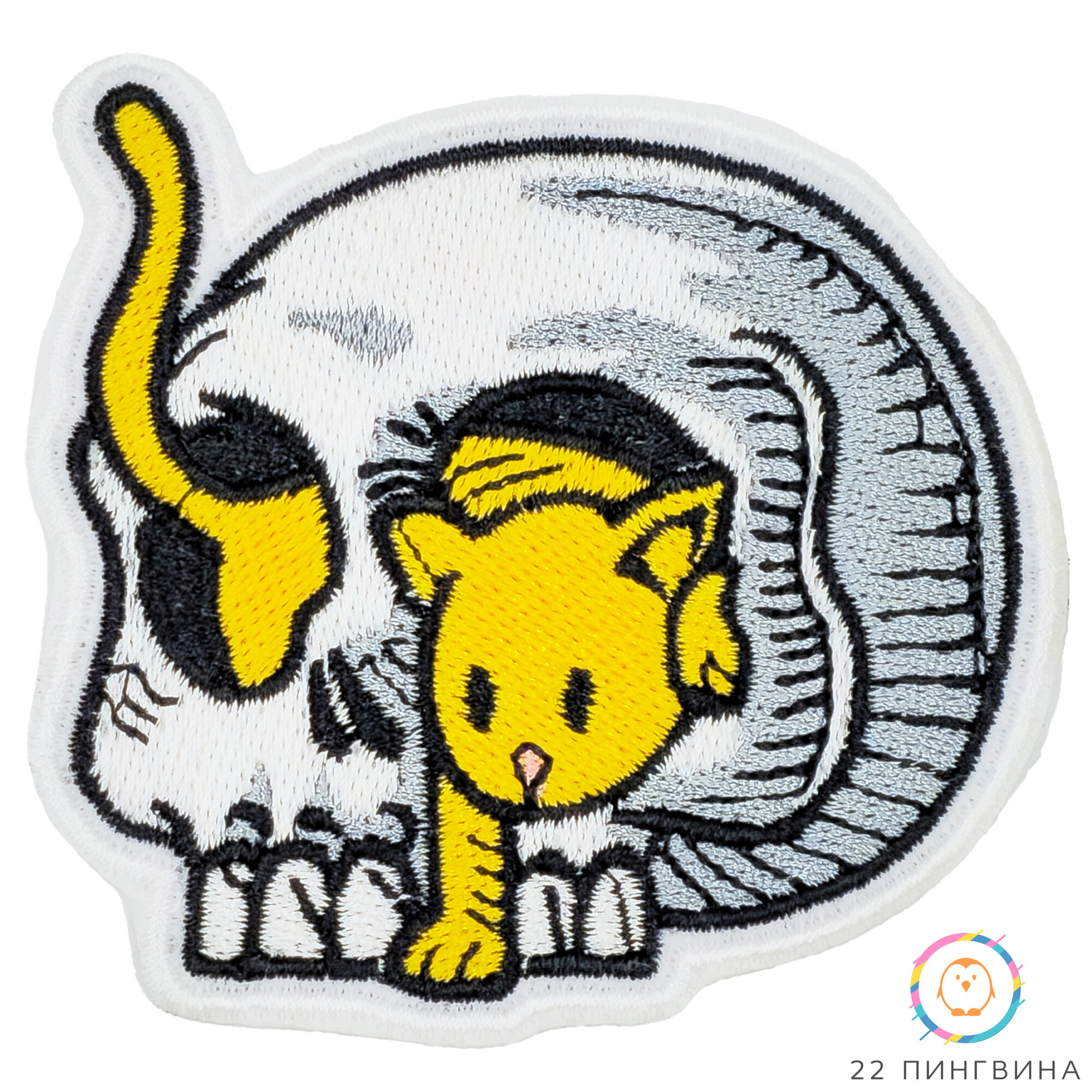 Нашивка, патч, шеврон "Котик в Черепе" 70x67mm PTC791