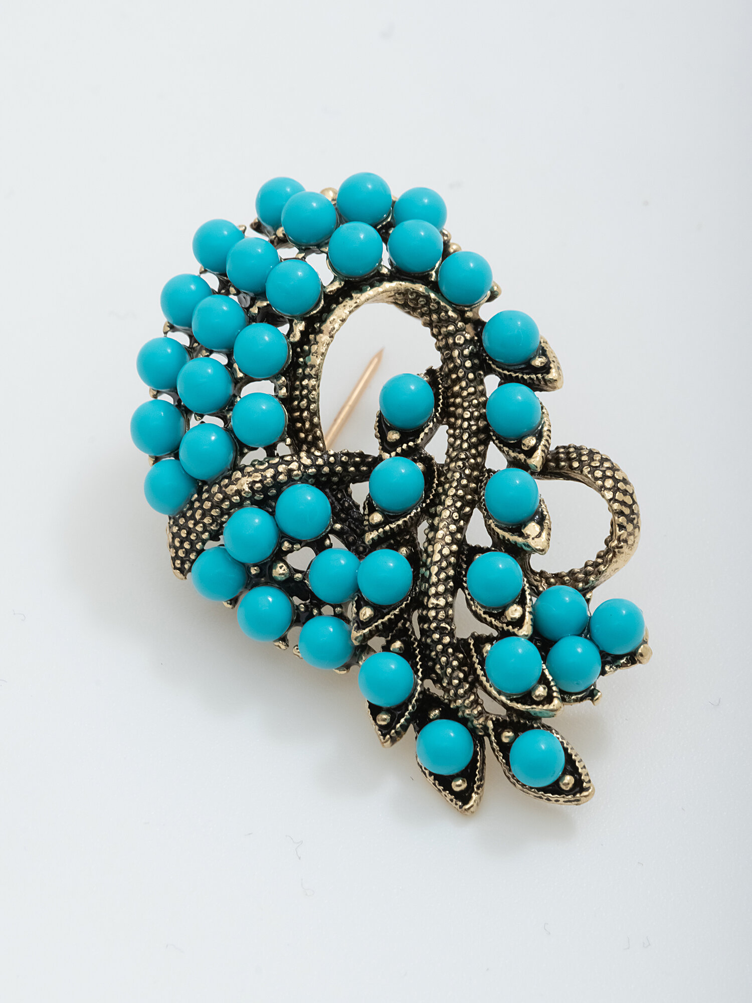 Брошь, бирюза синтетическая